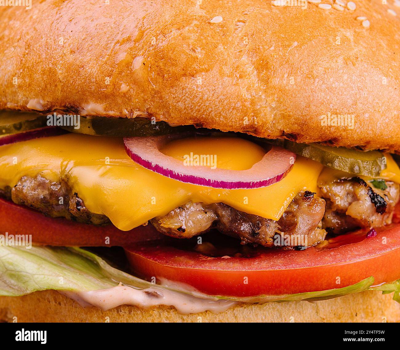 Burger, hamburger close up or macro background Stock Photo - Alamy