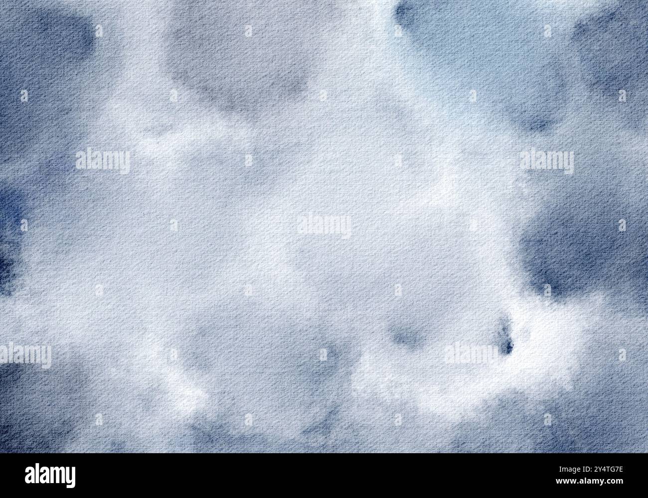 Watercolor cloudy blue background. Hand drawn foggy design of overcast ...