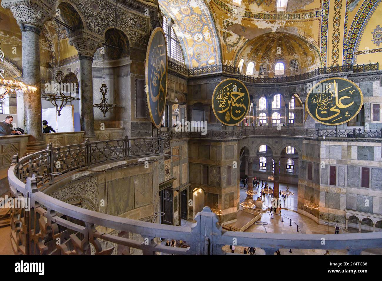 Interior of Hagia Sophia, former Orthodox cathedral and Ottoman imperial mosque, in Istanbul ...