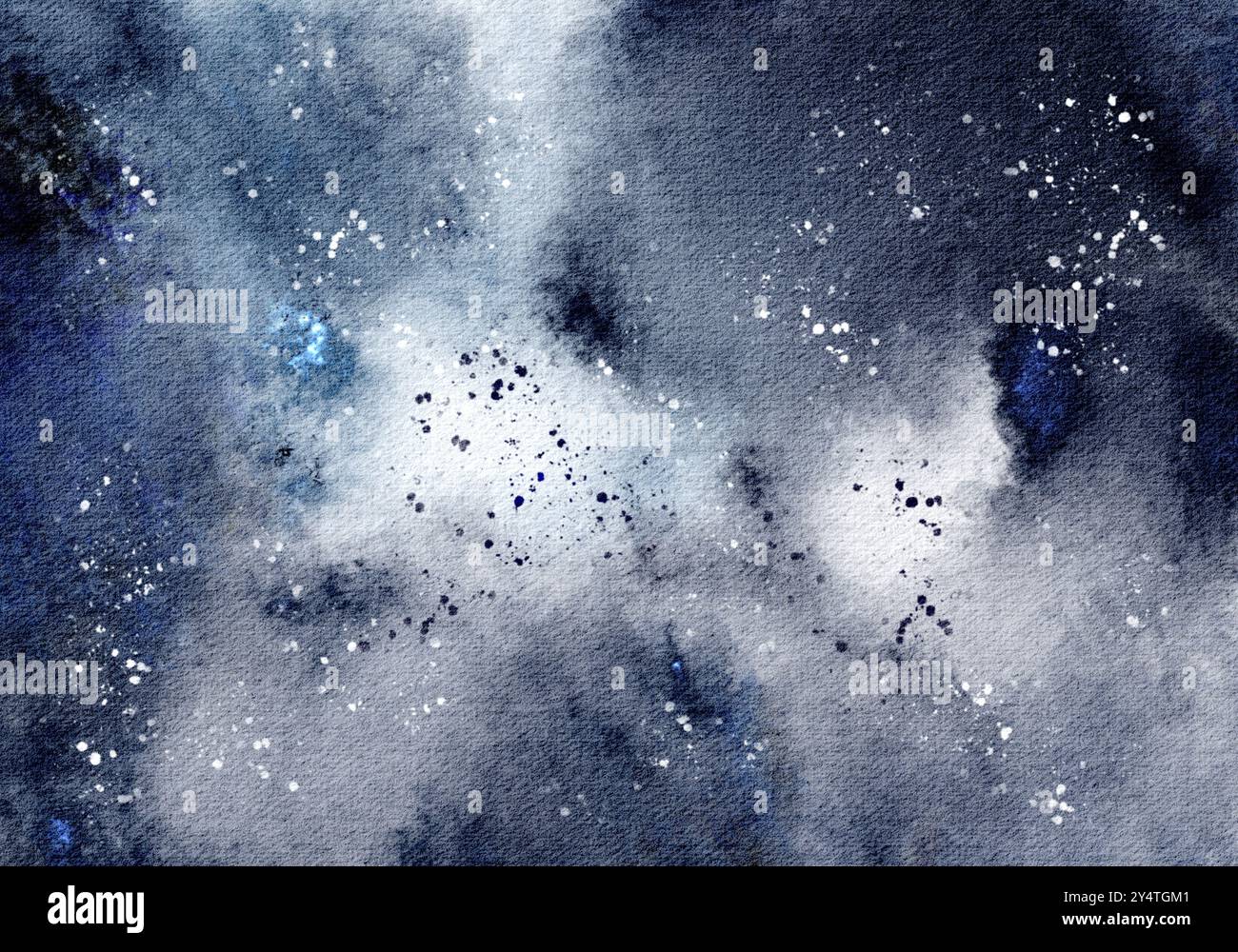 Cosmic Watercolor Texture of navy blue background. Deep indigo ...