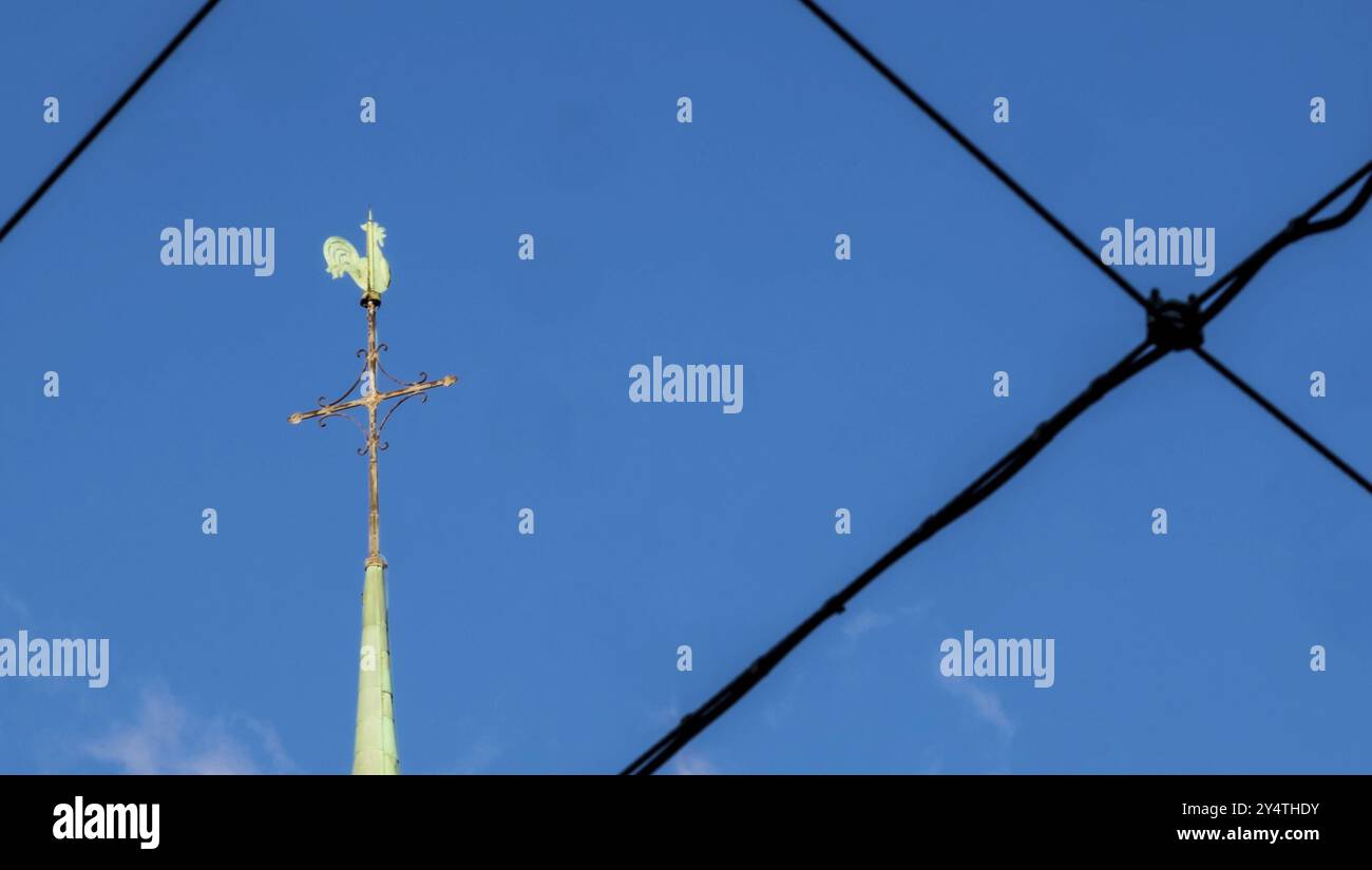 Church tower with weathercock Stock Photo - Alamy