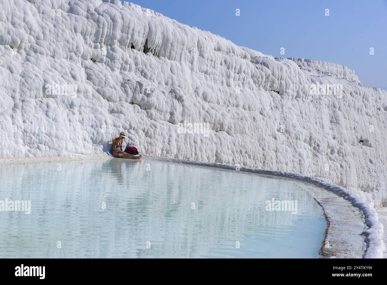 Travertine terrace formations and pools at Pamukkale (cotton castle ...