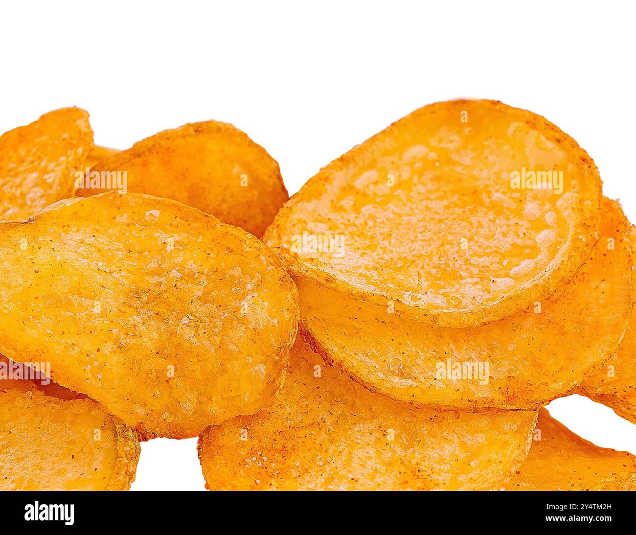 Pile of crunchy potato chips on a pure white background, perfect for ...