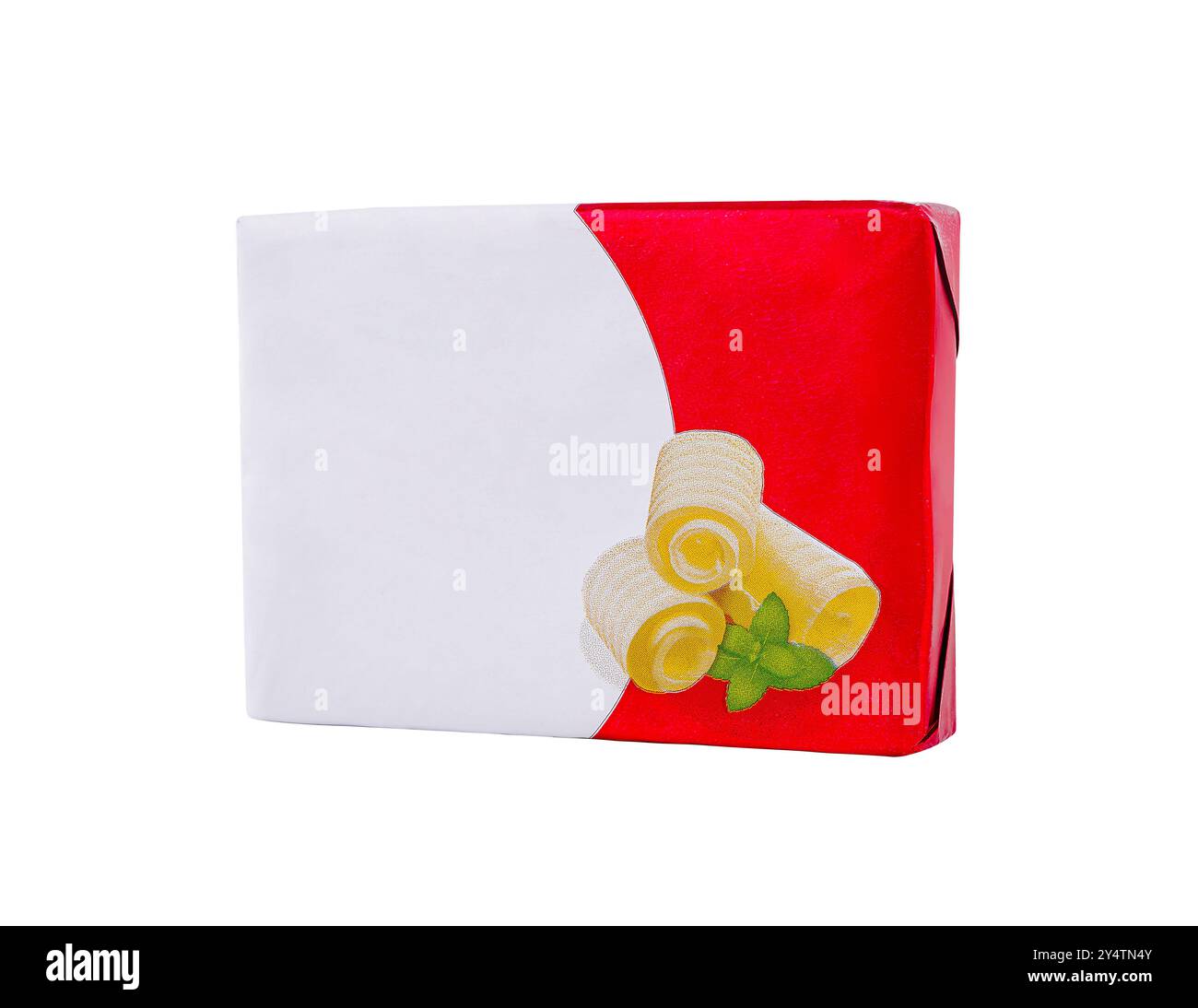Red generic butter package with white blank label for your mockup ...