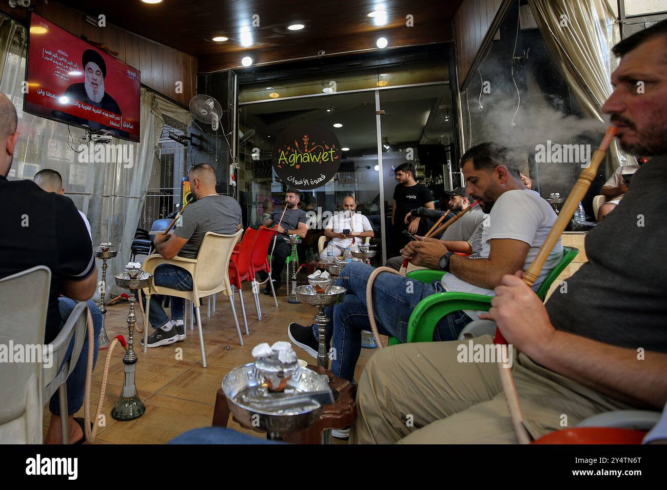 Beirut, Lebanon. 19th Sep, 2024. Lebanese supporters of pro-Iranian ...