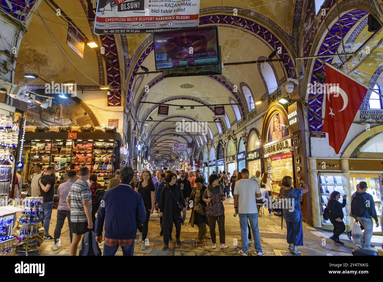 Shops inside Grand Bazaar in Istanbul, one of the largest and oldest ...