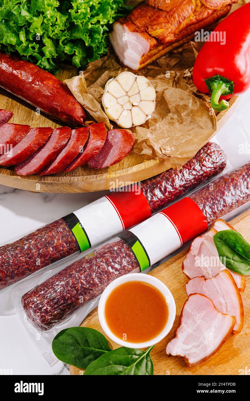Delicious meat snacks are ready for a festive table or a picnic basket ...