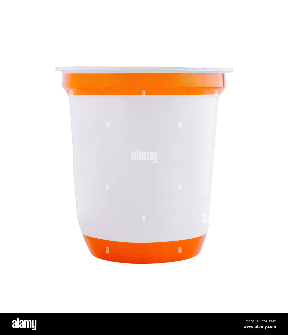 Blank white plastic container with orange lid isolated on white ...