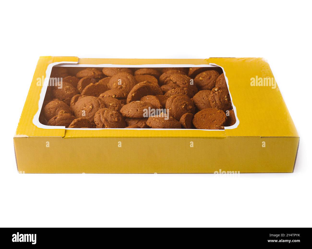 Cardboard box full of chocolate chip cookies, ready to be eaten ...