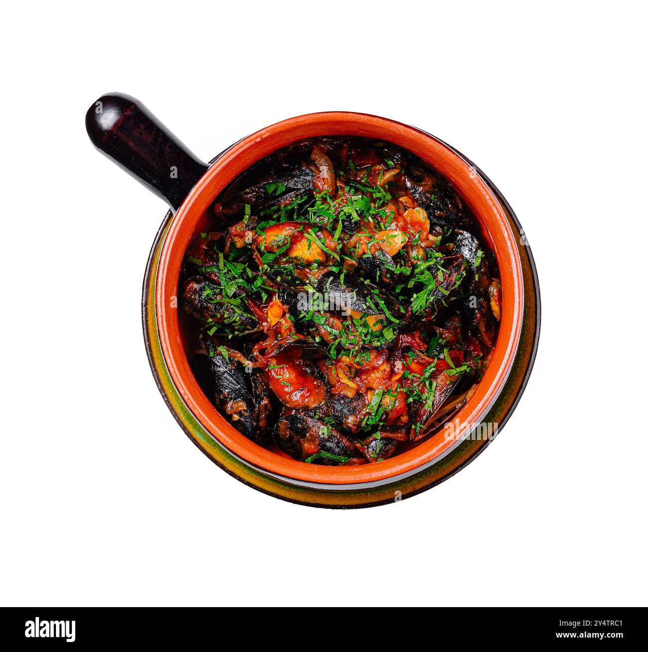 Mussels cooked in tomato sauce with onions and garlic hi-res stock ...