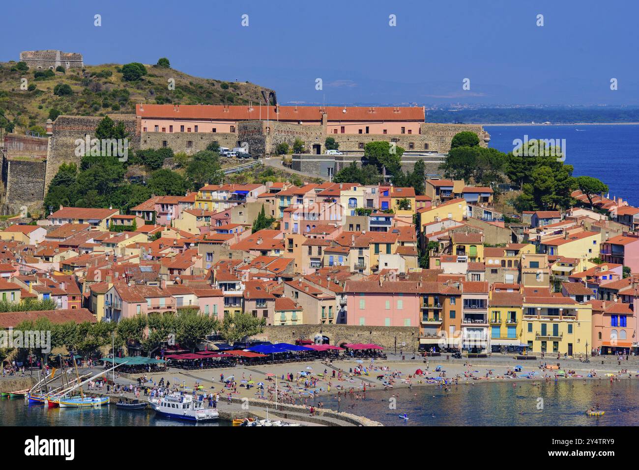 The old town of Collioure, a seaside resort in Southern France Stock ...