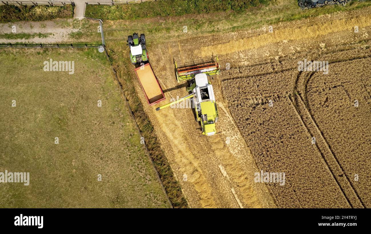 Aerial combine harvester working in hi-res stock photography and images ...
