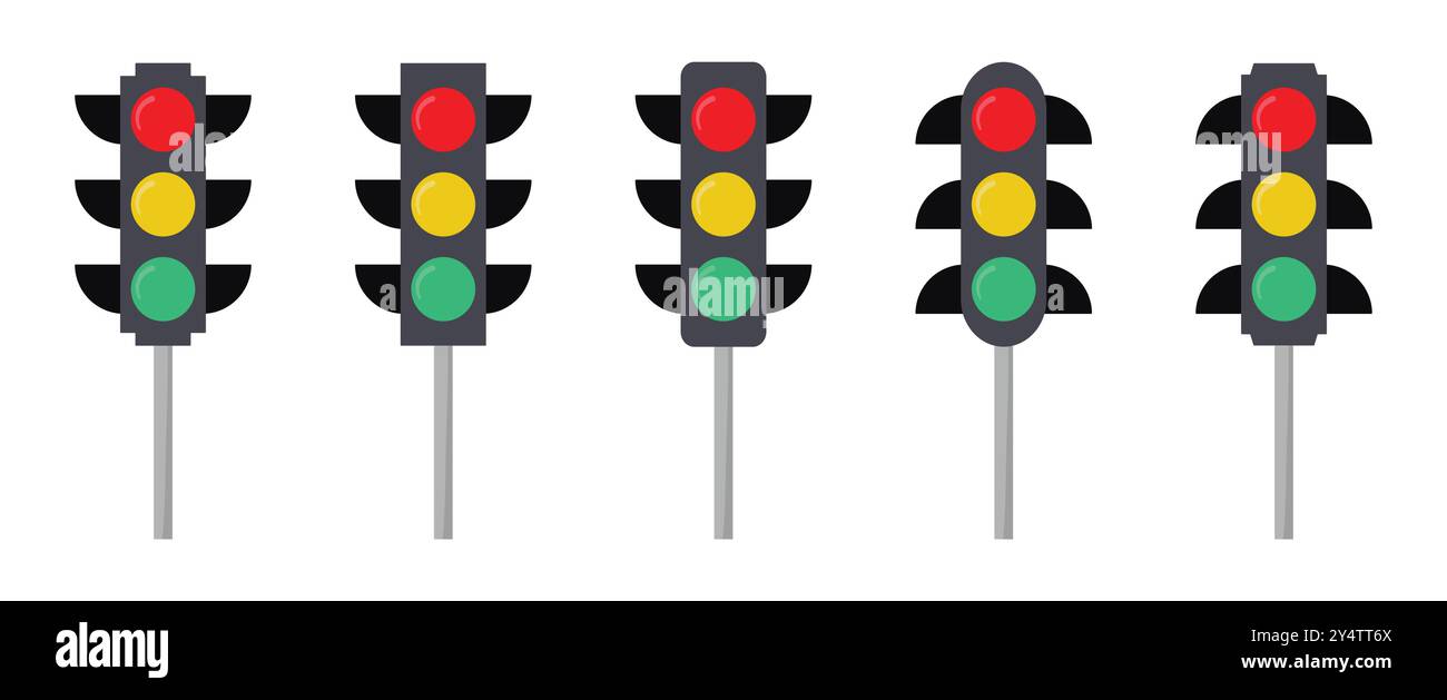 Traffic light indicator set icon in three different color like red ...