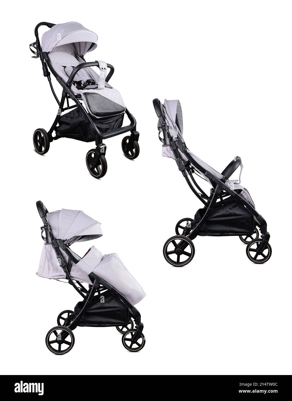 Baby stroller, front and side view, isolated on a white background ...