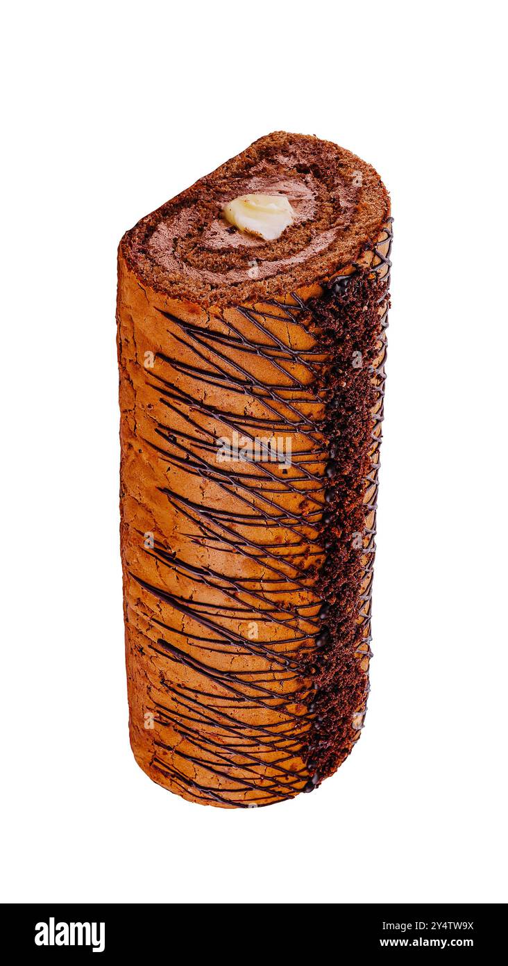 Delicious chocolate swiss roll cake with chocolate icing and chocolate ...