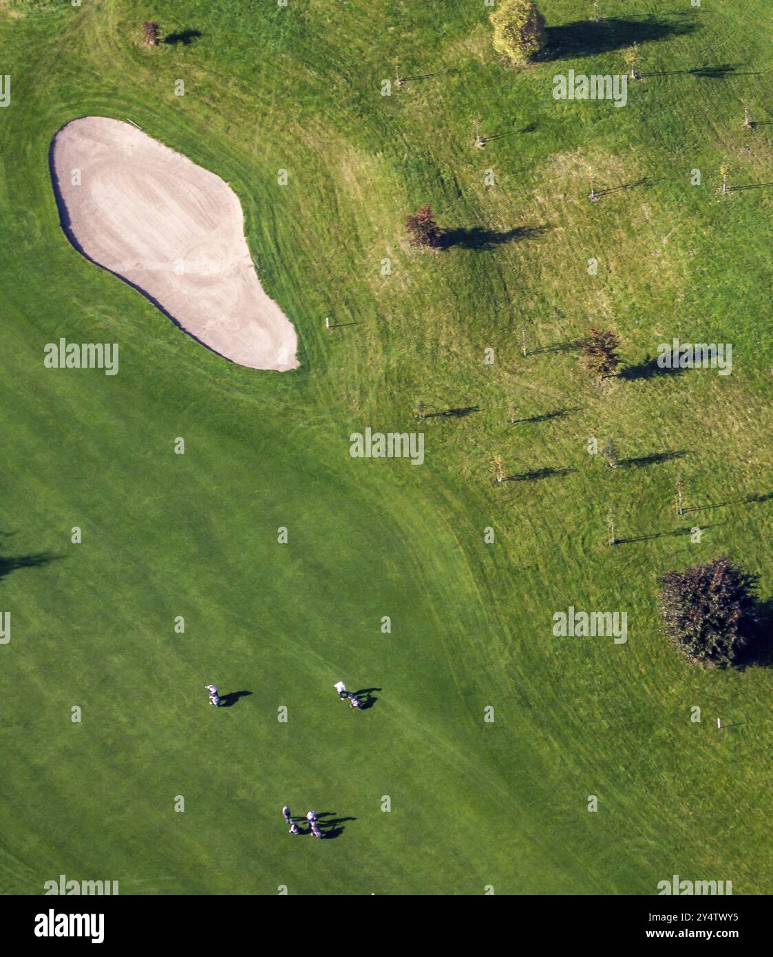 Golfer on a golf course. Aerial View, Golf Sports Stock Photo - Alamy