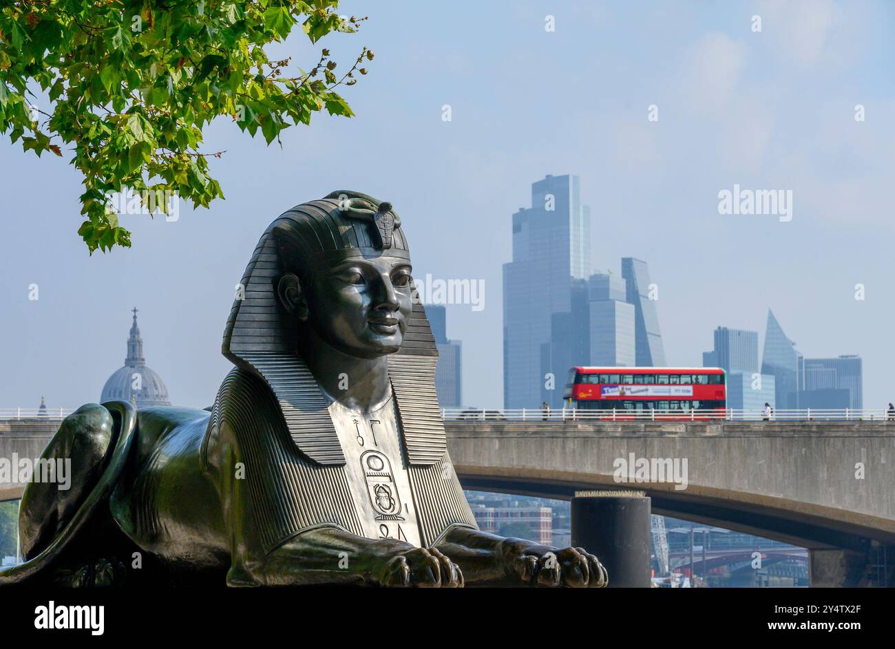 London, UK. One of two Egyptian-style bronze sphynxes (designed by ...