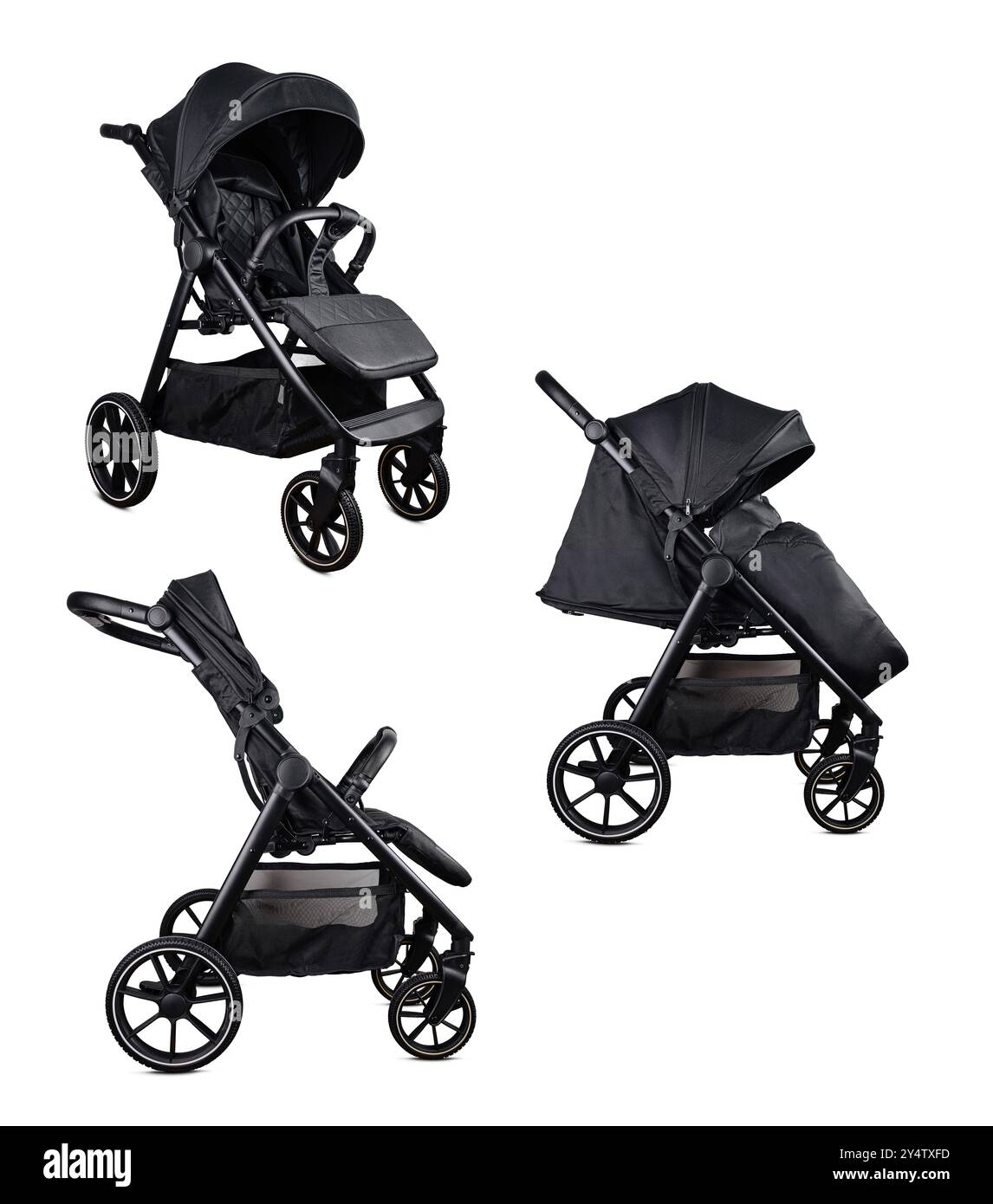 Baby stroller, modern pram isolated on white background showing ...