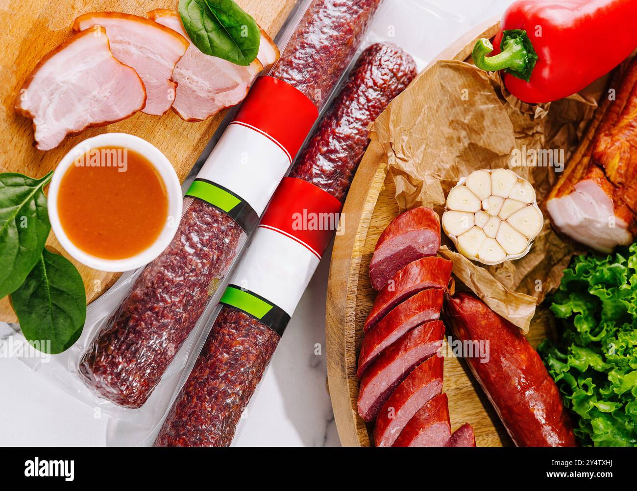 Delicious meat snacks are ready for a festive table or a picnic basket ...