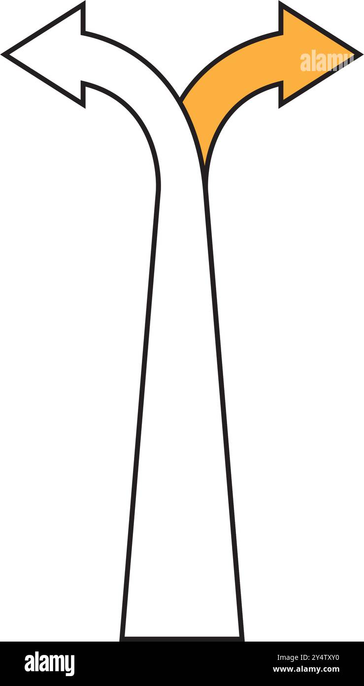 Two arrows pointing in different directions. Choice of path. White and ...