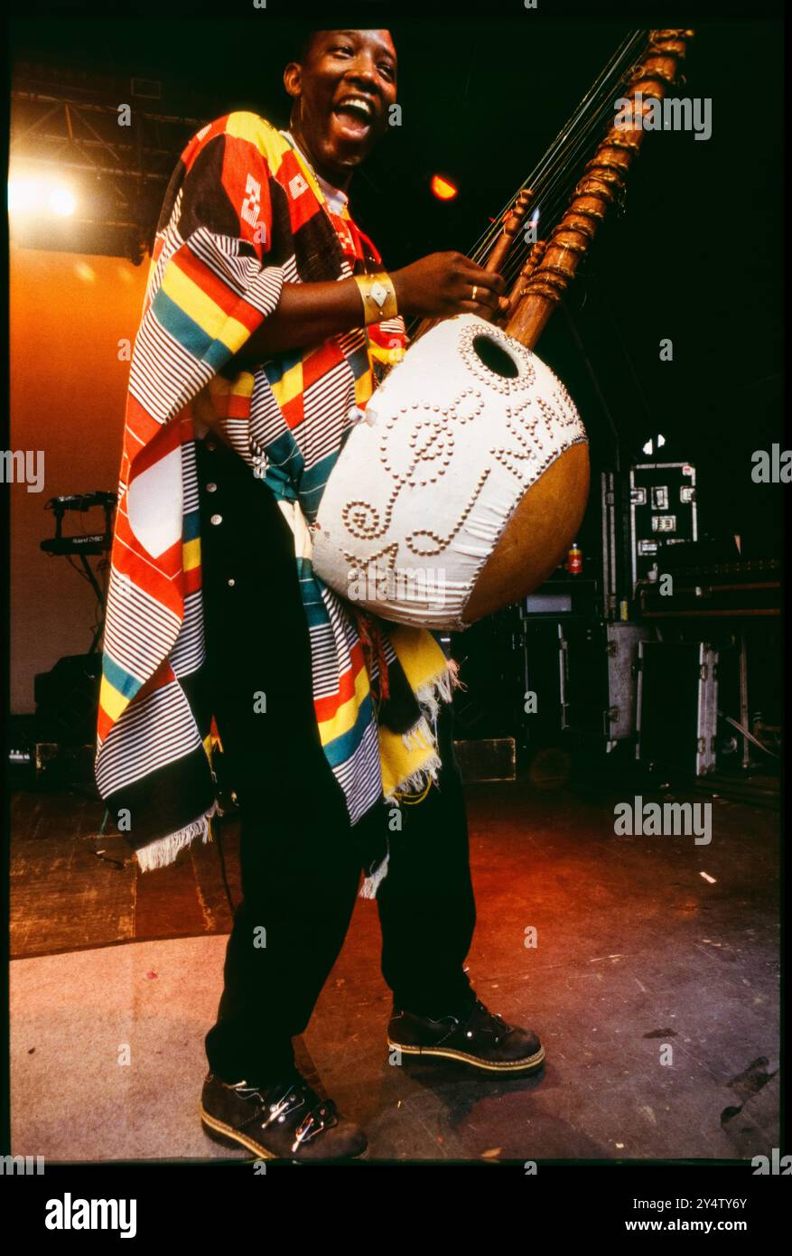 KORA INSTRUMENT, CONCERT, 1997: Afro Celt Sound System playing a giant ...