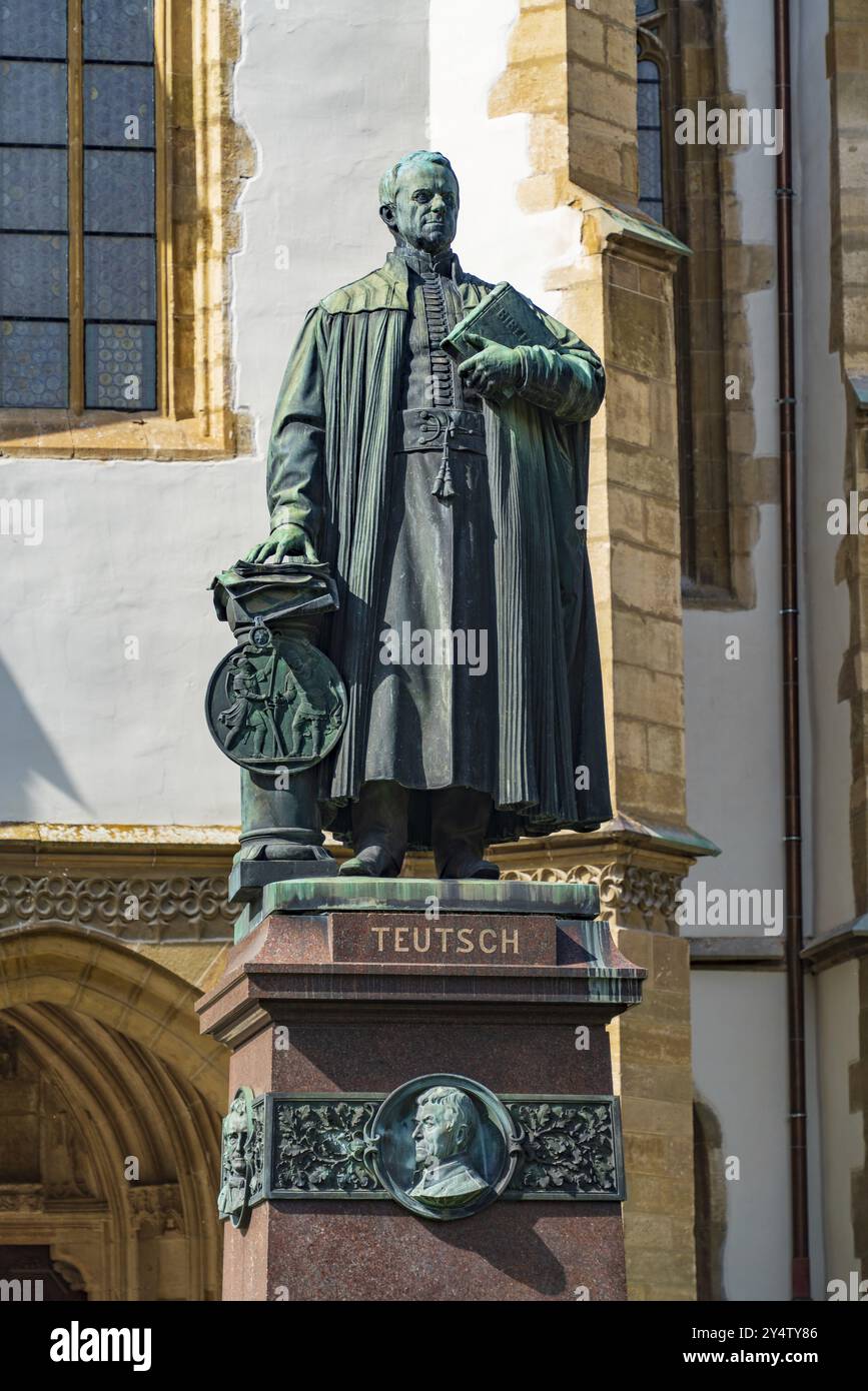 Statue of Bishop Georg Daniel Teutsch in front of Lutheran Cathedral in ...