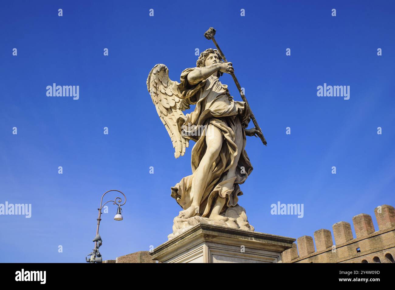 Statue of angel on Ponte Sant'Angelo, a Roman bridge in Rome, Italy ...