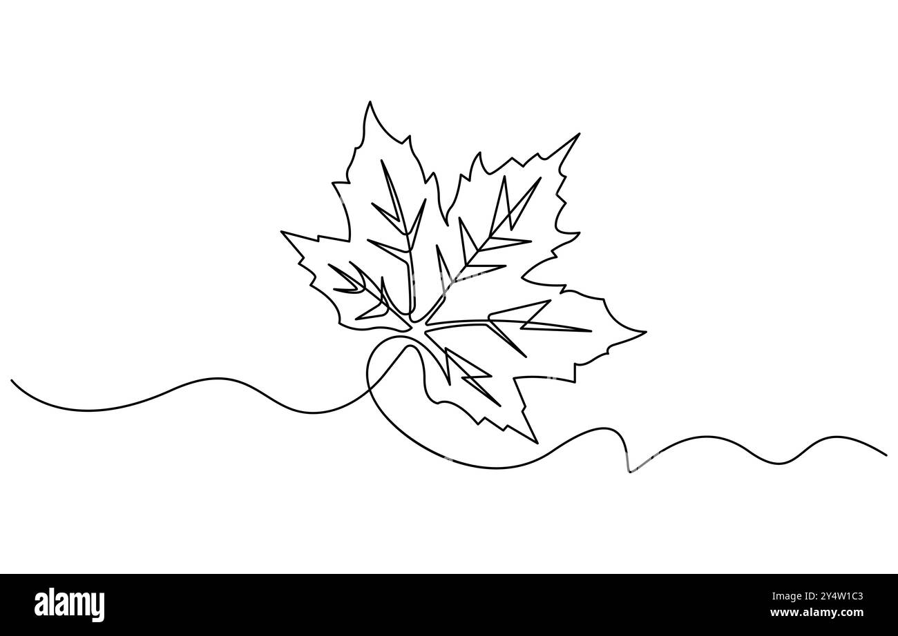 Maple Leaf, Canada Day Continuous Line Drawing with Editable Stroke and ...