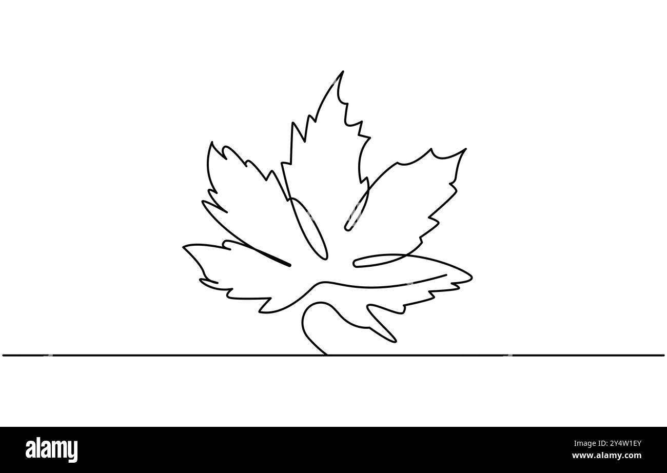 Maple Leaf, Canada Day Continuous Line Drawing with Editable Stroke and ...