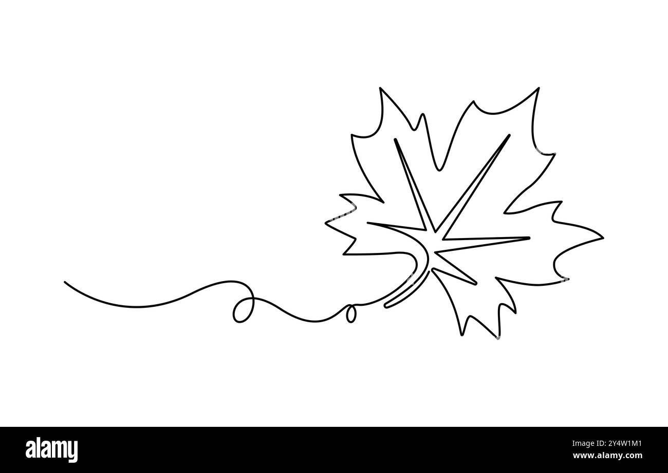 Maple Leaf, Canada Day Continuous Line Drawing with Editable Stroke and ...