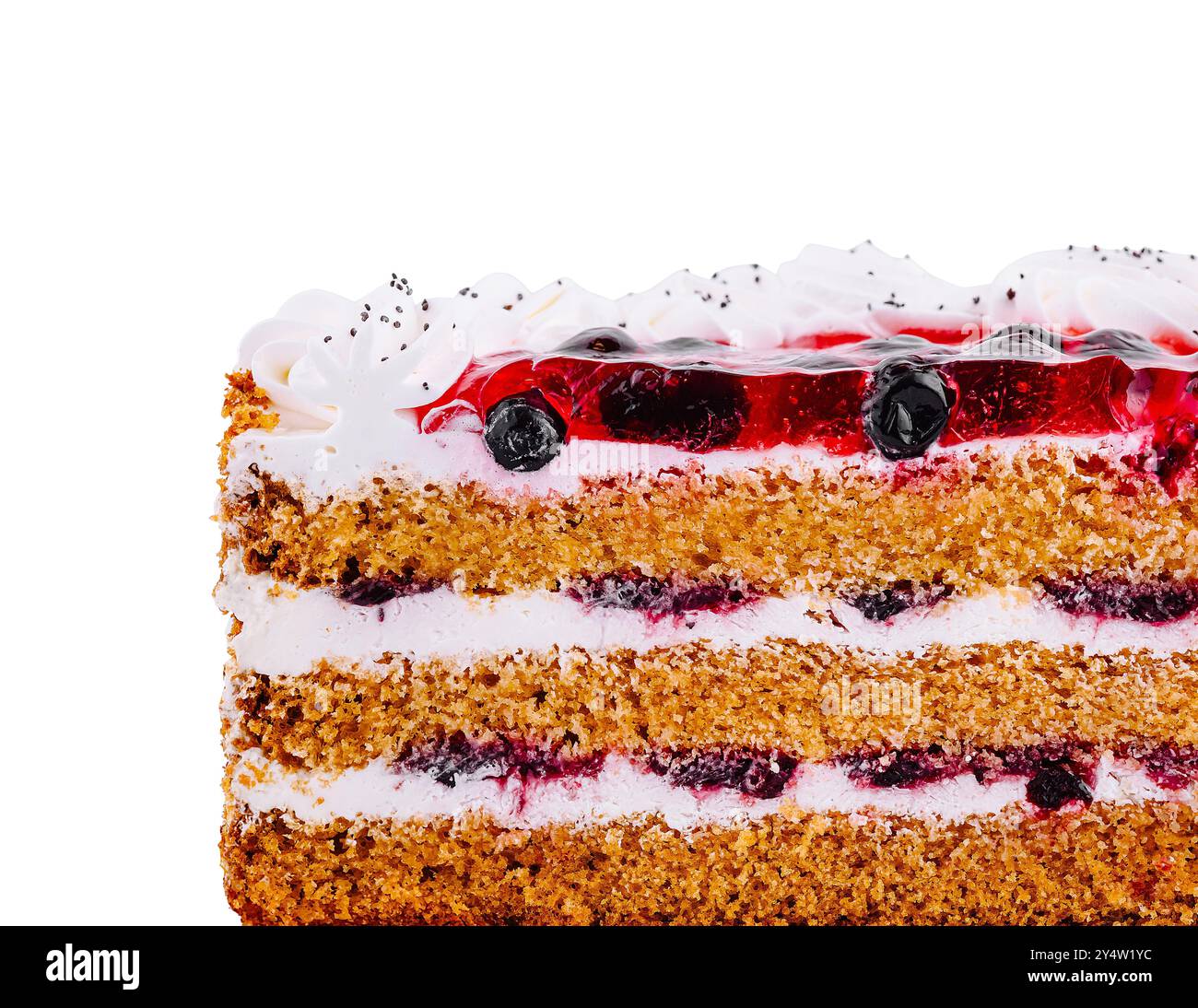 Mouthwatering slice of cake featuring layers of moist sponge cake ...