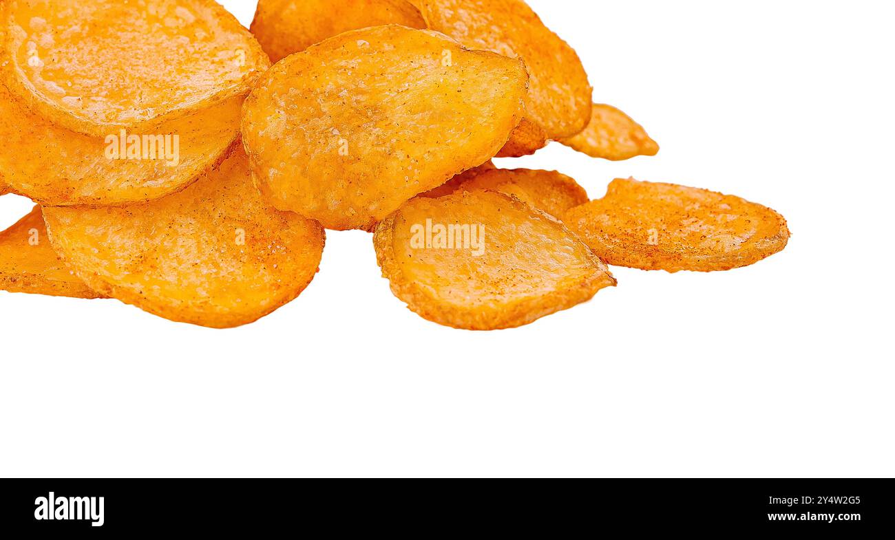Pile of crunchy potato chips on a pure white background, perfect for ...