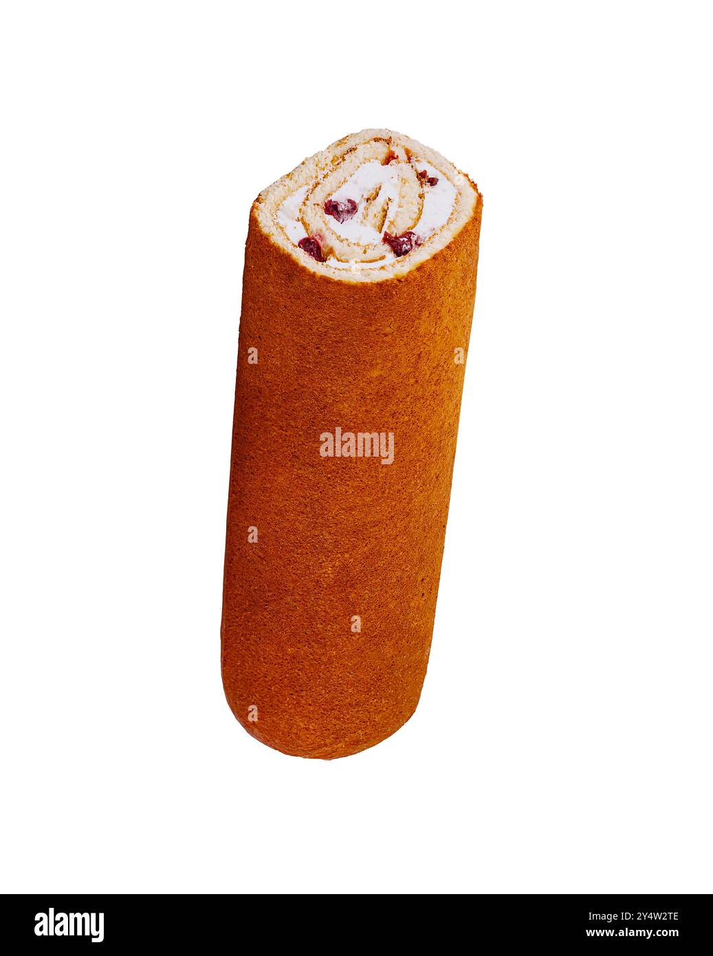 Sweet roll cake filled with cranberry and cream cheese isolated on ...