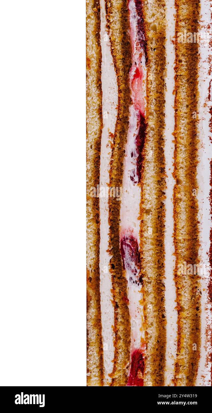 Close-up view revealing the delectable layers of a cake, featuring ...
