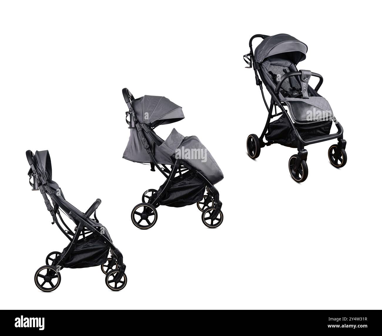 Modern gray baby stroller, with adjustable backrest and folding system ...