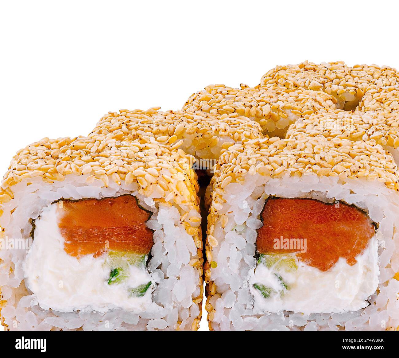 Delicious california sushi roll coated with sesame seeds, displayed on ...