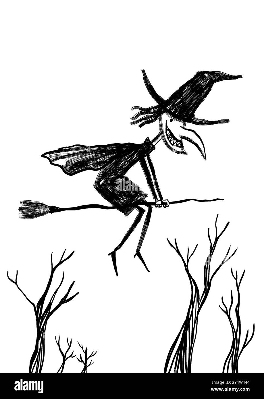 witch on her broomstick halloween image Stock Photo - Alamy