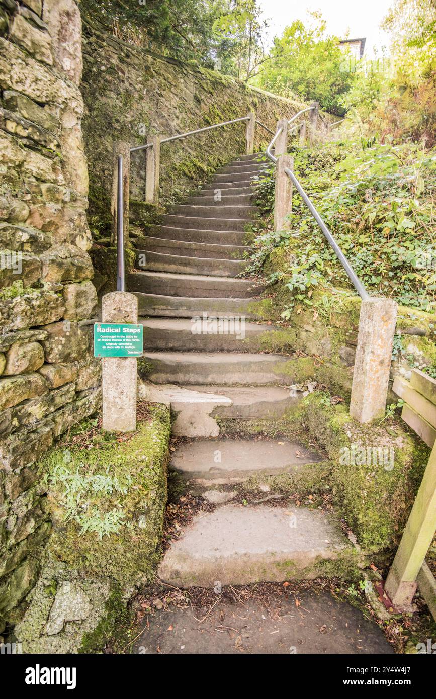 Ancient historic steps with handrails kirkby lonsdale hi-res stock ...