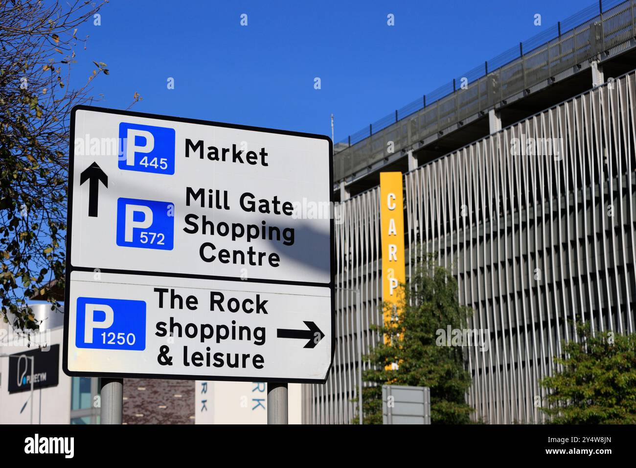 Car parking information signage with multi storey car park in the ...