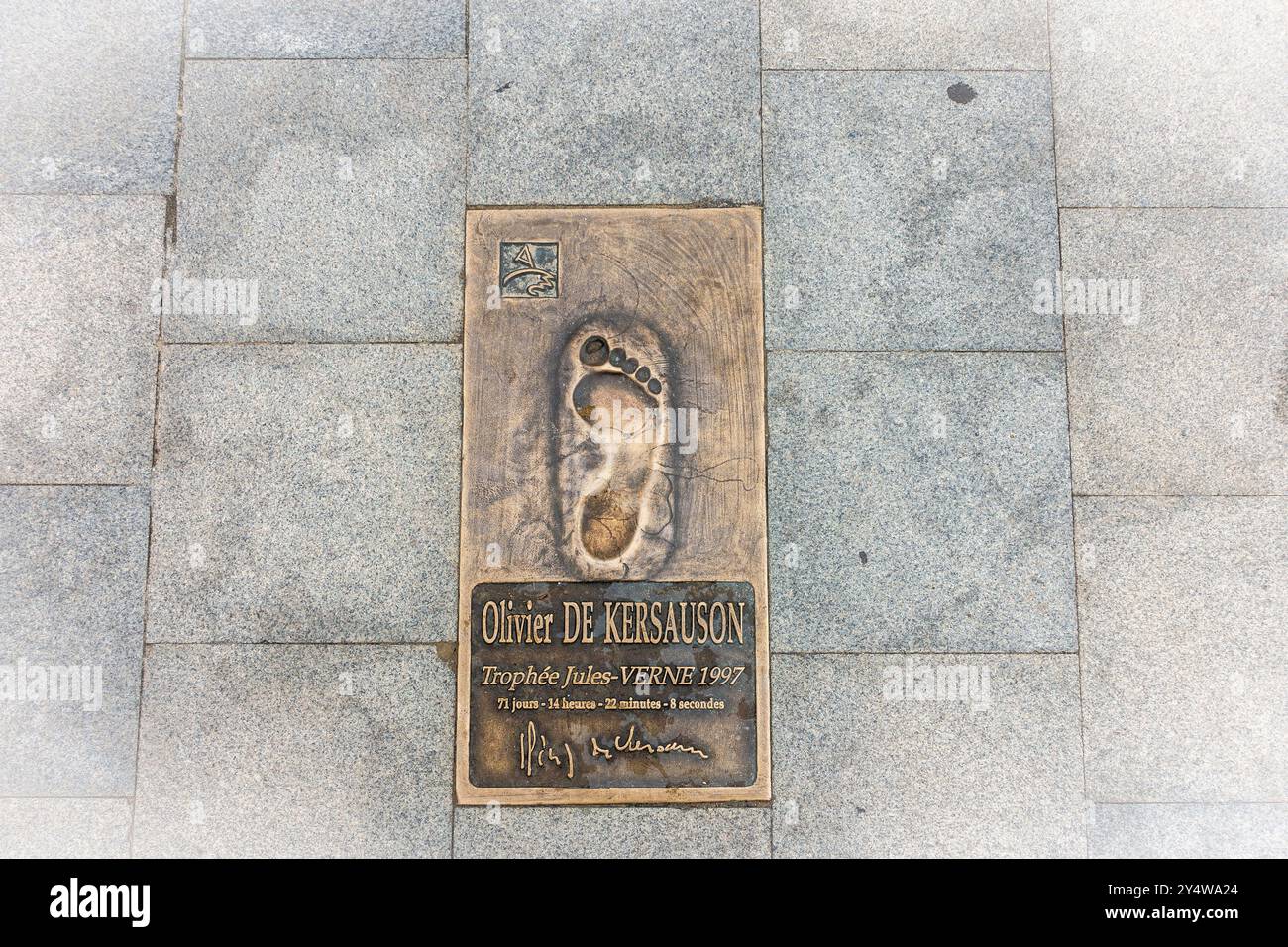 The bronze footprint of Olivier de Kersauson, French Yachtsman, twice ...