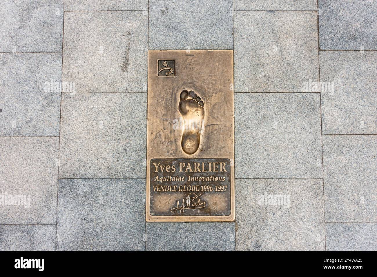 A bronze footprint of Yves Parlier, French yachtsan and participant in ...