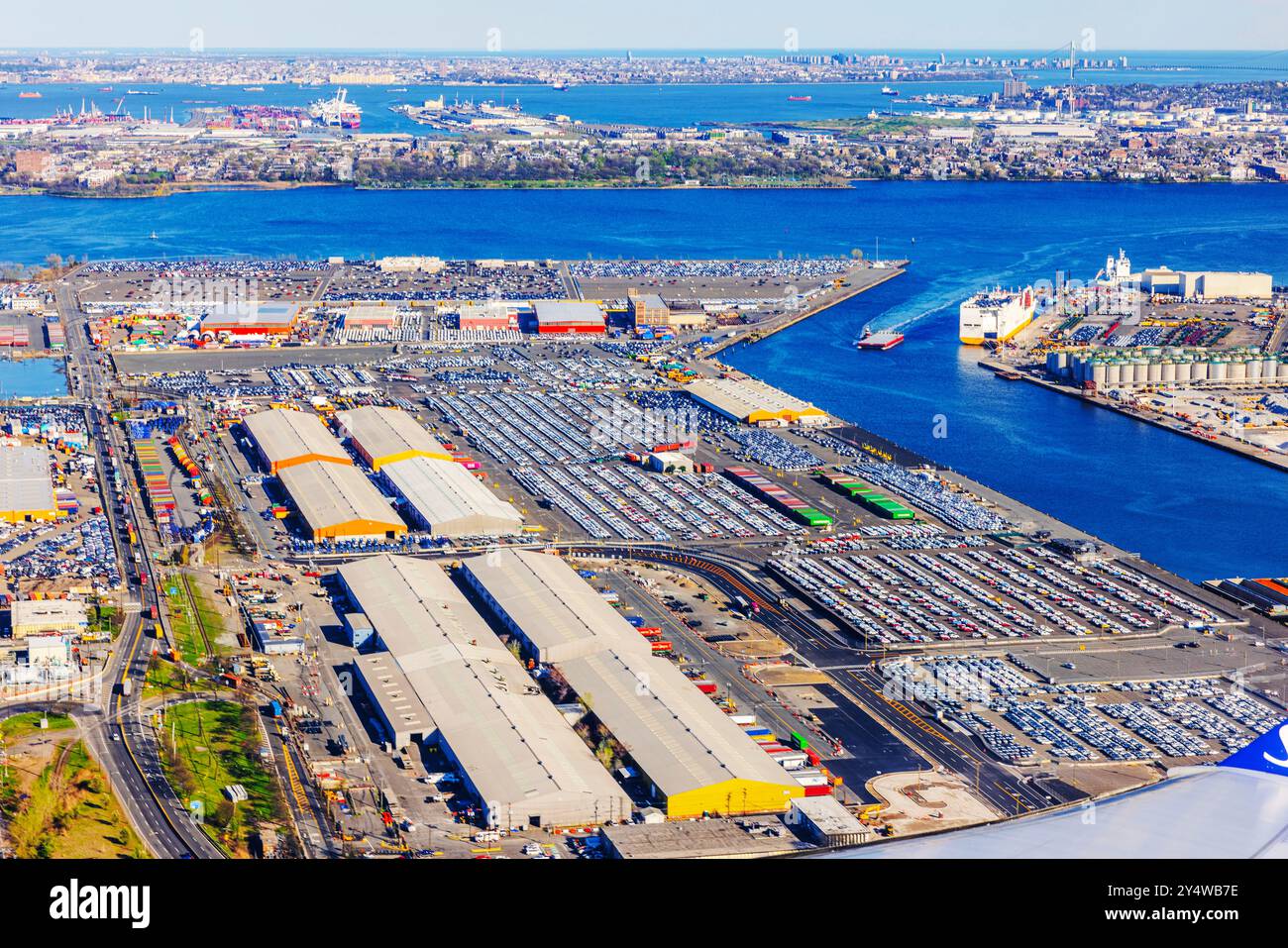 Aerial view of Port Newark and Elizabeth, New Jersey shipping and ...
