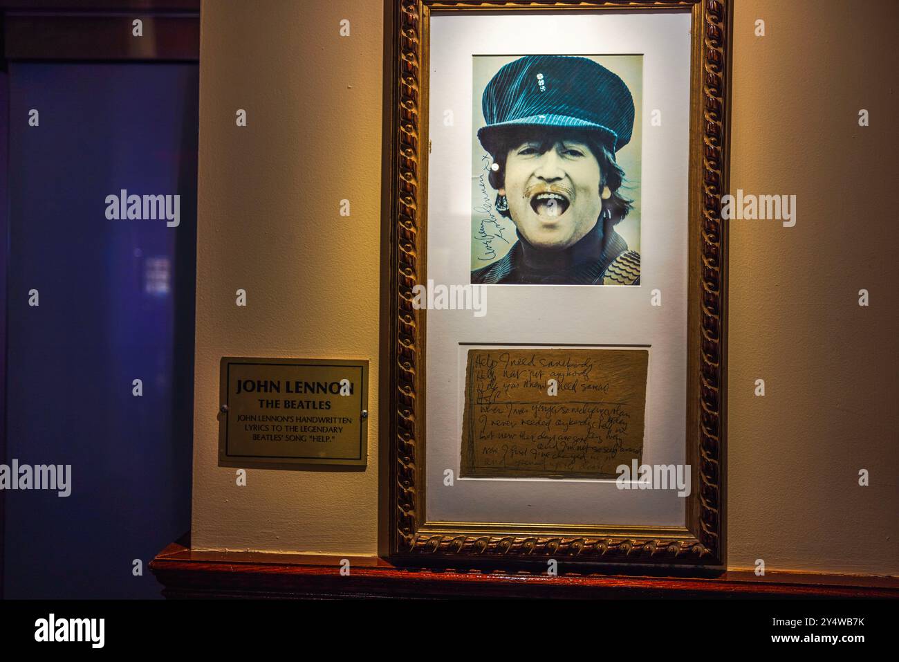 John Lennon portrait with handwritten note at Hard Rock Cafe on Times ...