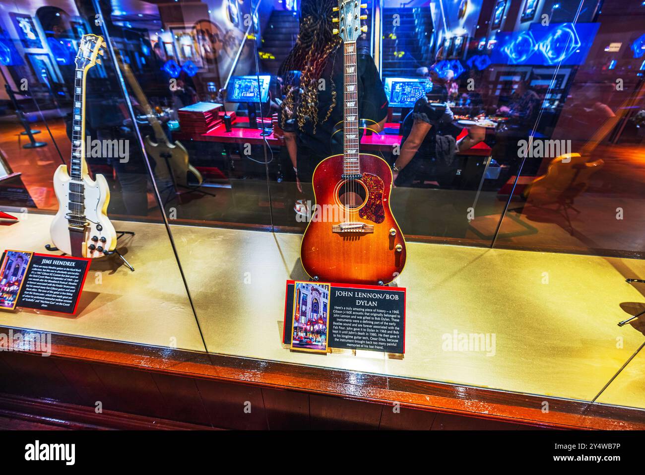 Vintage guitars of John Lennon and Jimi Hendrix displayed at Hard Rock ...