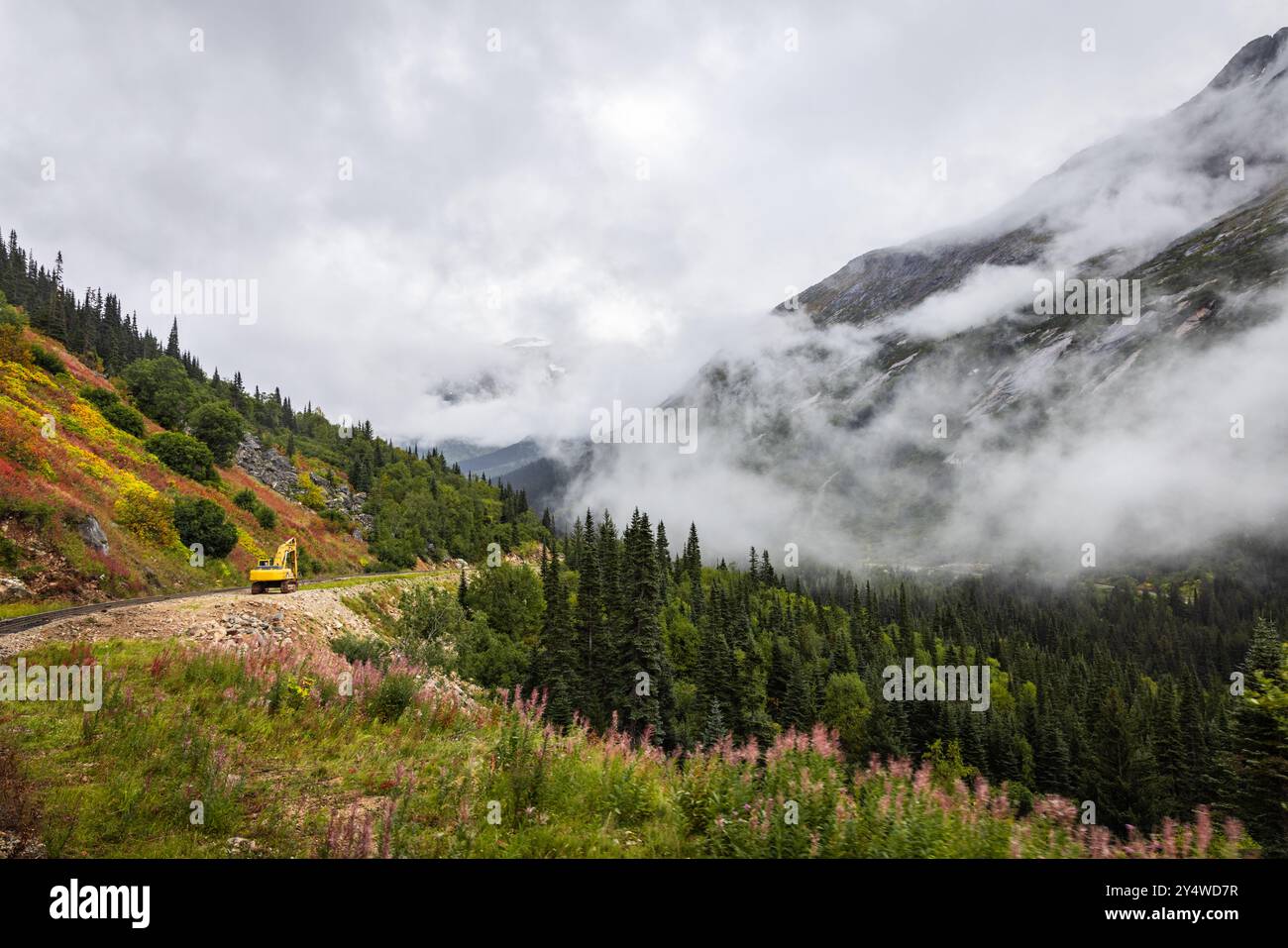 Up in the clouds on the historic railroad near White Pass Summit ...