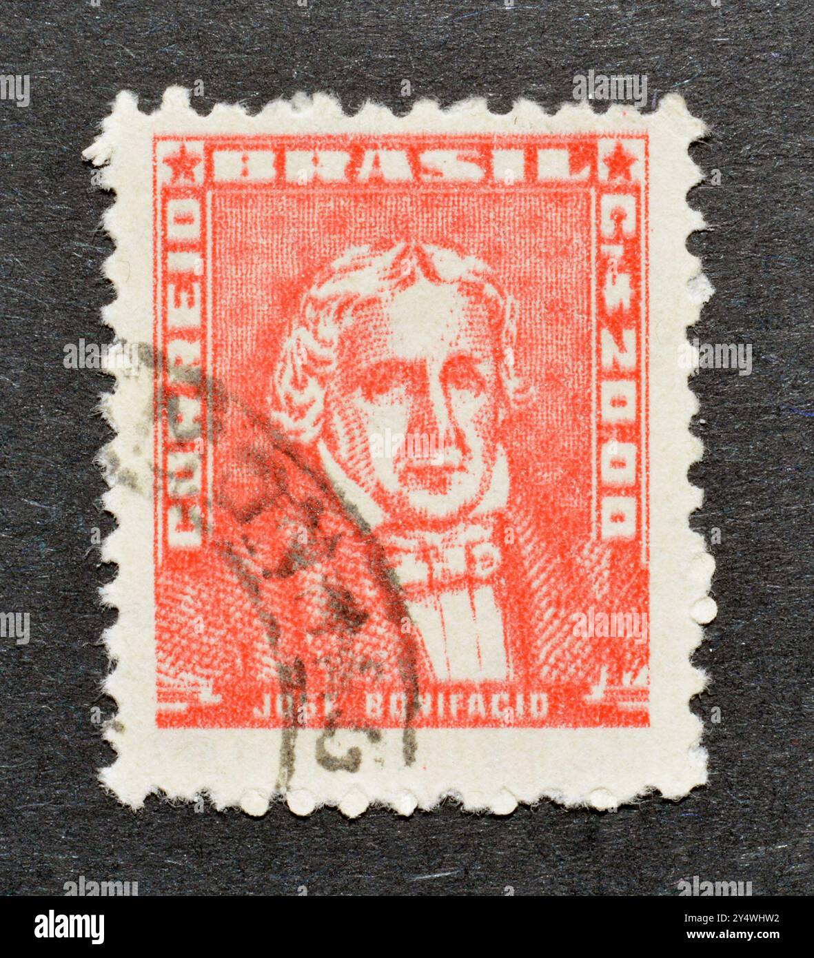 Cancelled postage stamp printed by Brazil, that shows Brazilian ...