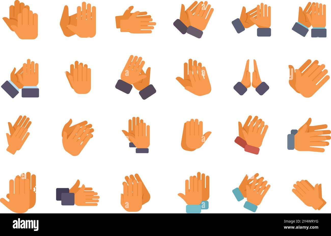 People clapping hands gestures showing different emotions collection vector illustration on ...