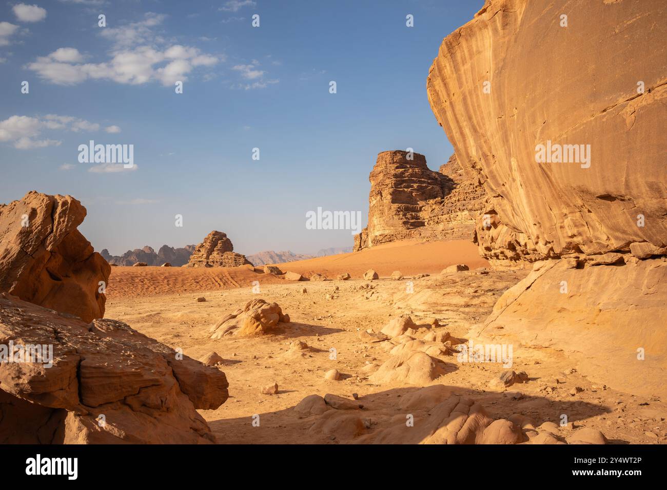 Beautiful Sunny Scenery of Wadi Rum in Southern Jordan. Jordanian ...