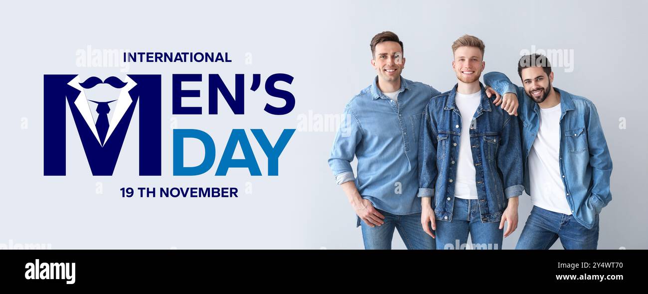 Banner for International Mens Day with stylish young men Stock Photo ...