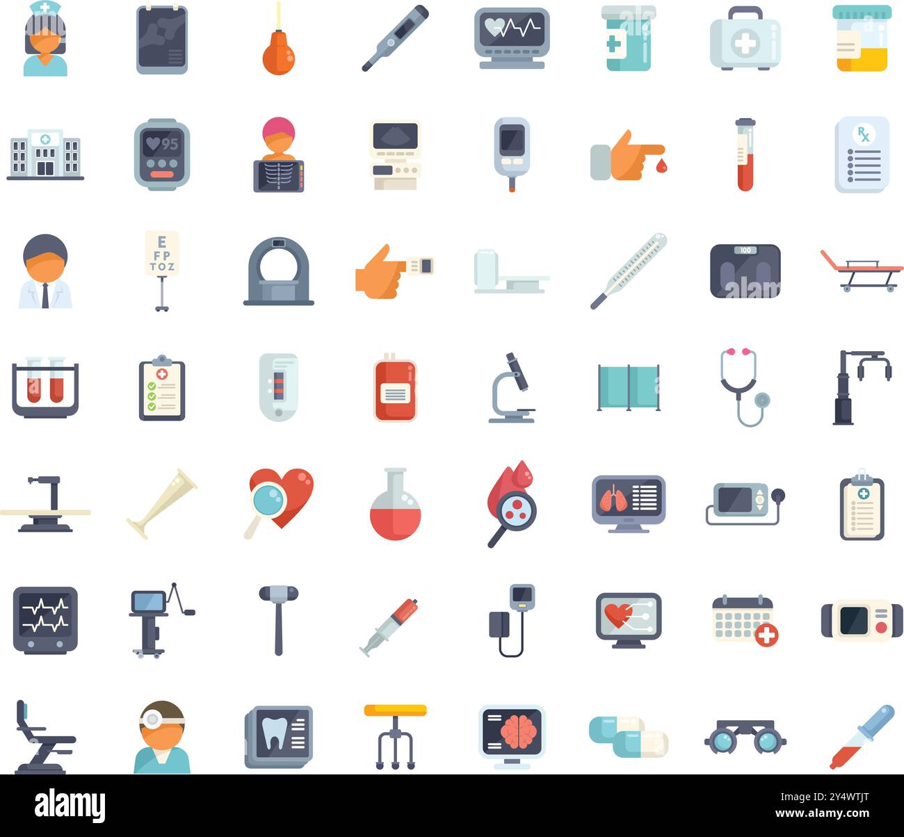 Large set of medical icons showing healthcare and hospital treatment ...